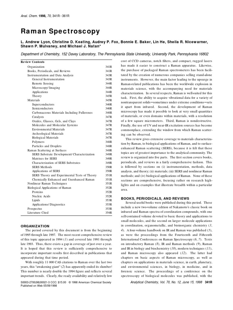 Raman Spectra | PDF | Raman Spectroscopy | Spectroscopy