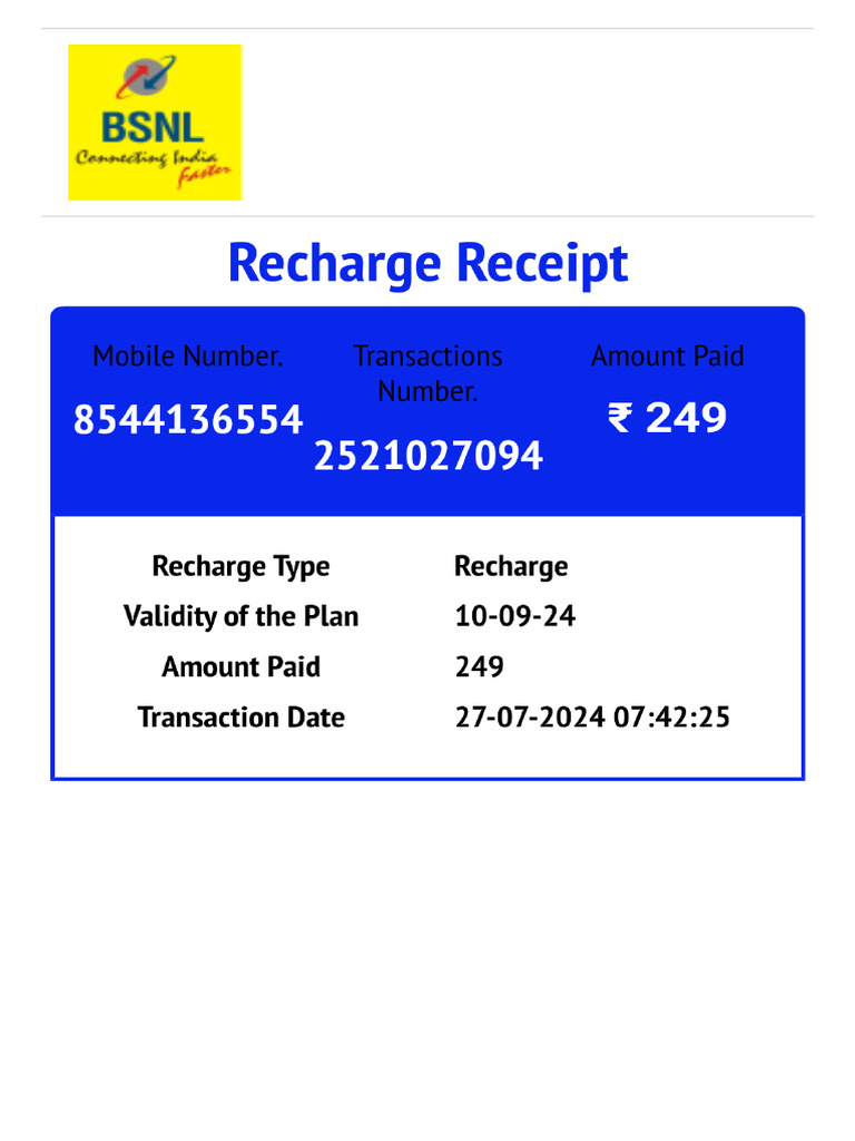 BSNL Receipt | PDF