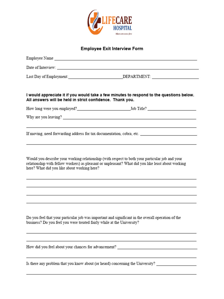 LCH Employee Exit Interview | PDF | Employment | Occupational Safety And Health