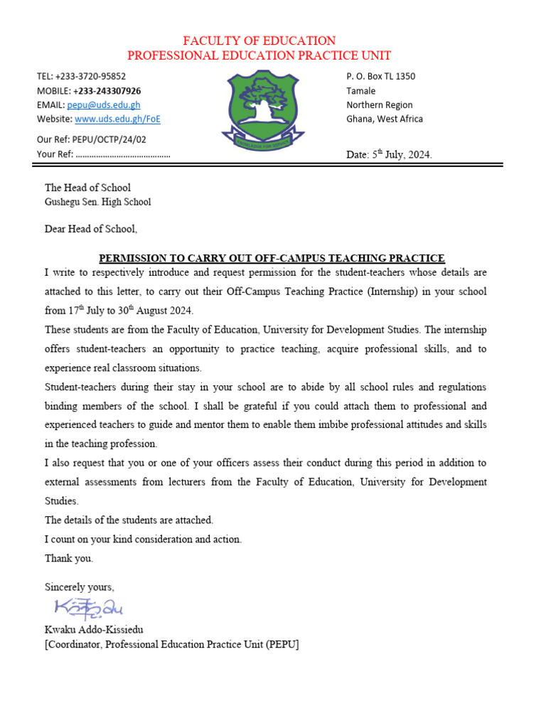 2024 Gushegu Off Campus Letter | PDF | Behavior Modification | Learning