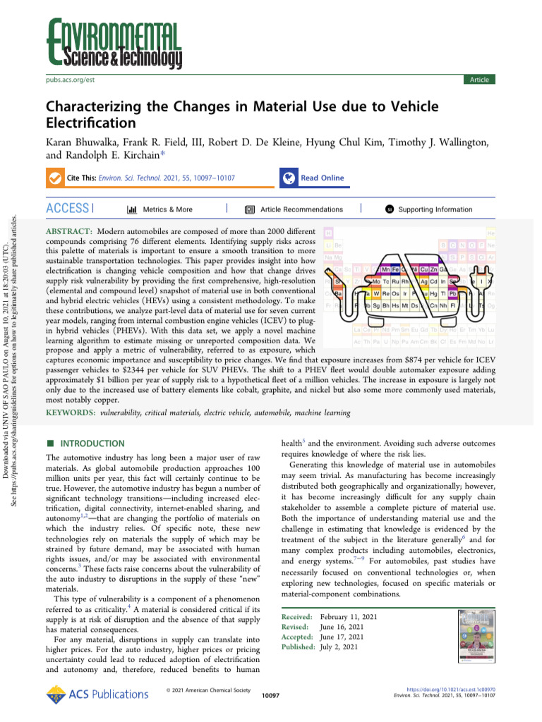 Characterizing The Changes in Material Use Due To | PDF | Plug In Hybrid | Hybrid Vehicle