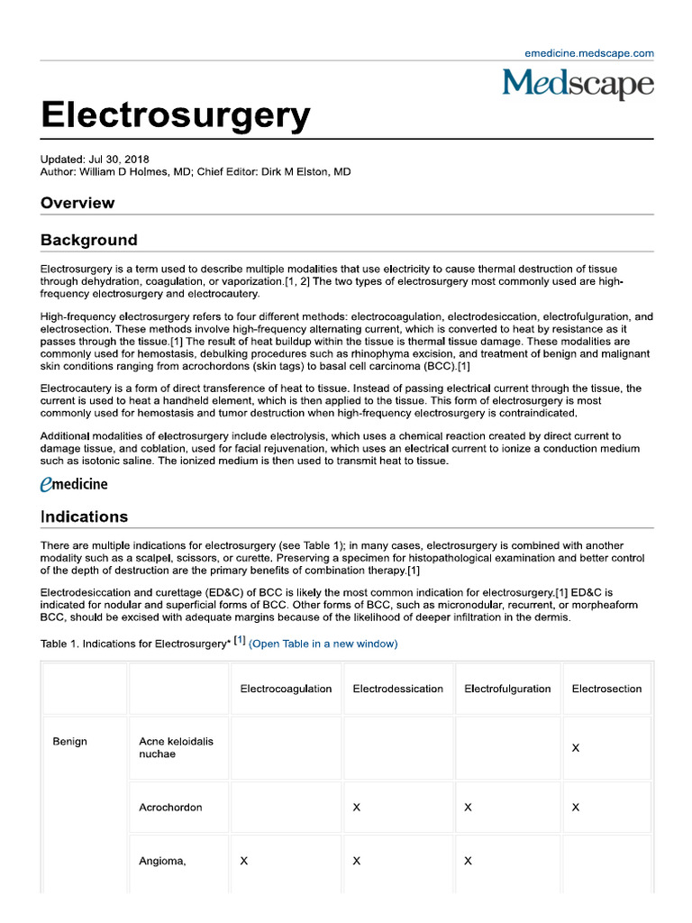 Electrosurgery Medscape | PDF
