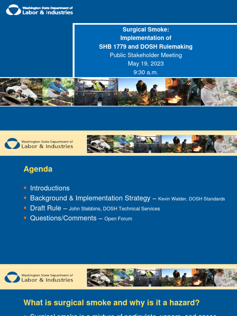 Surgical Smoke: Implementation of SHB 1779 and DOSH Rulemaking | PDF | Surgery | Rulemaking