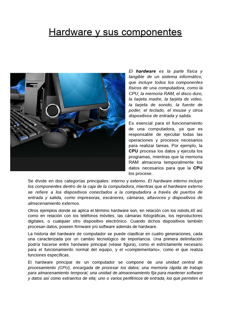 04.hardware y Sus Componentes.1101 | PDF | Hardware de la computadora ...