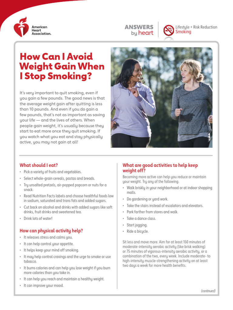 How Can I Avoid Weight Gain When I Stop Smoking | PDF | Drink | Smoking