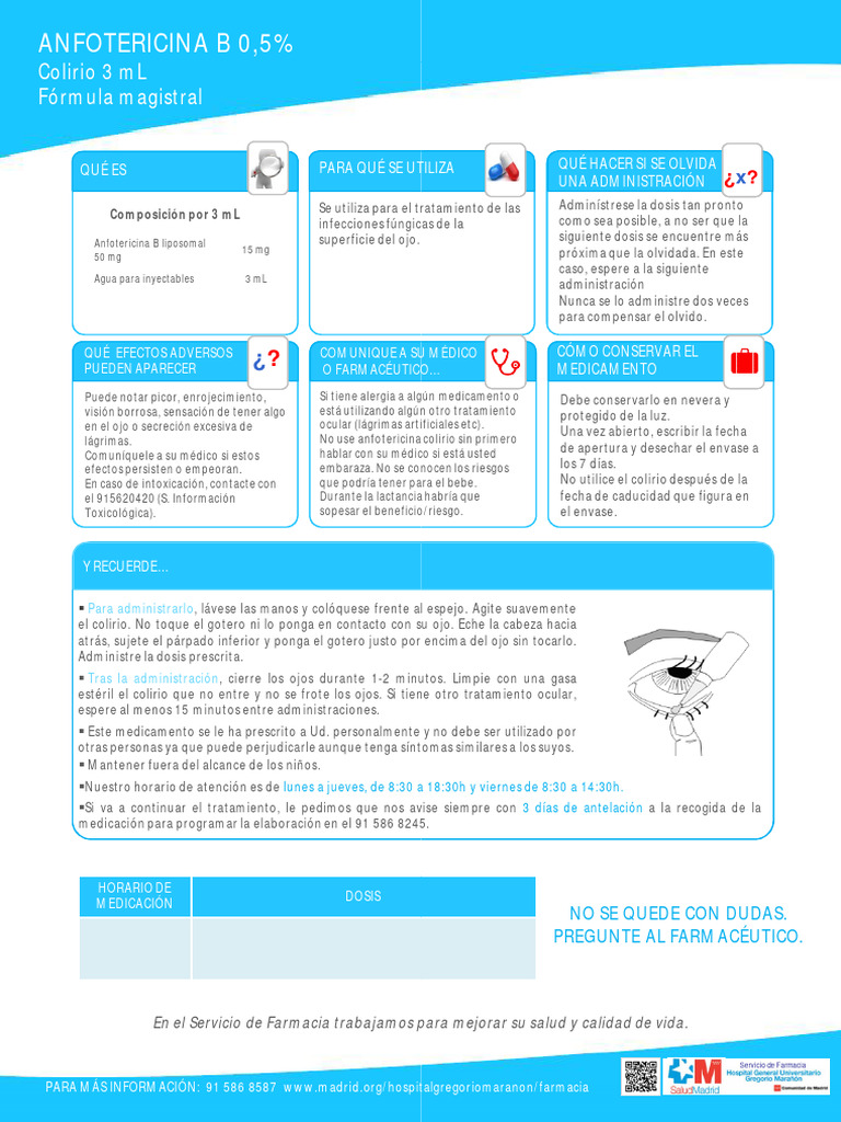 Anfotericina B 0.5% Colirio (F - Rmula Magistral) | PDF | Farmacia | Cuidado de la salud