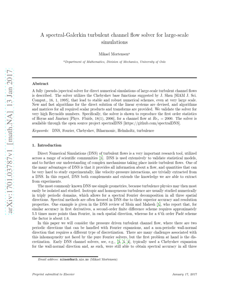 A Spectral-Galerkin Turbulent Channel Flow Solver For Large-Scale Simulations | PDF | Matrix ...