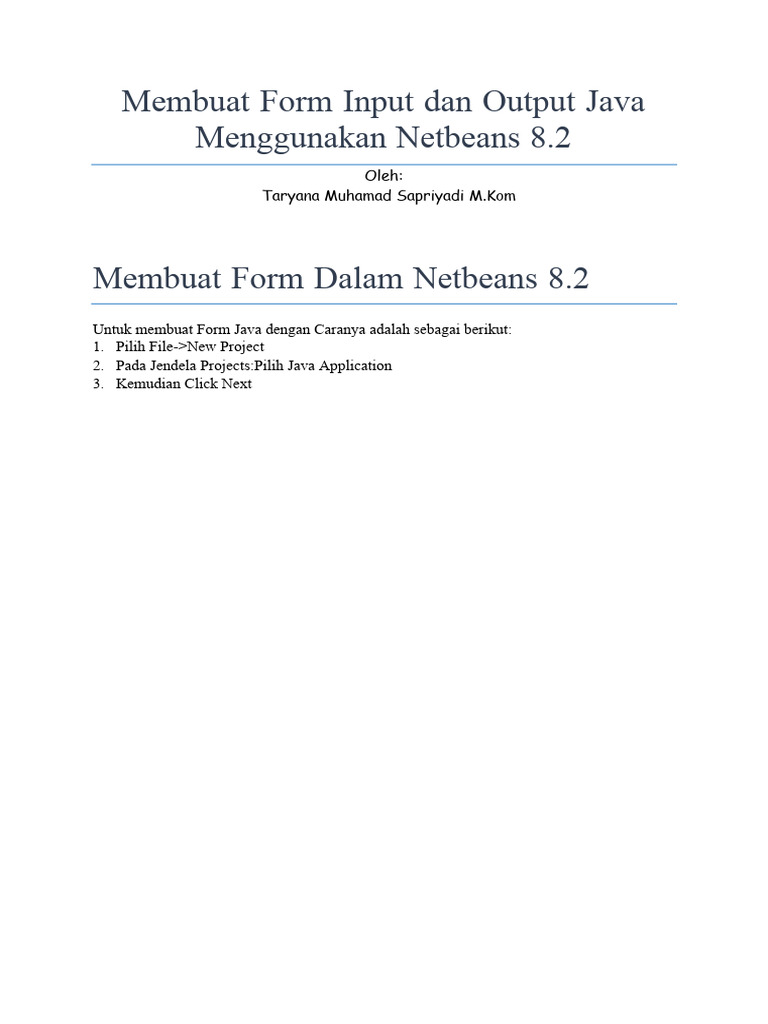 Membuat Form Input Dan Output Java Dengan Netbeans 8-2 | PDF Membuat Form Input Dan Output Java Dengan Netbeans 8-2 | PDF