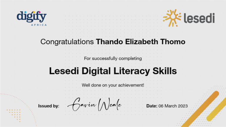 Digital Literacy Skills Certification | PDF