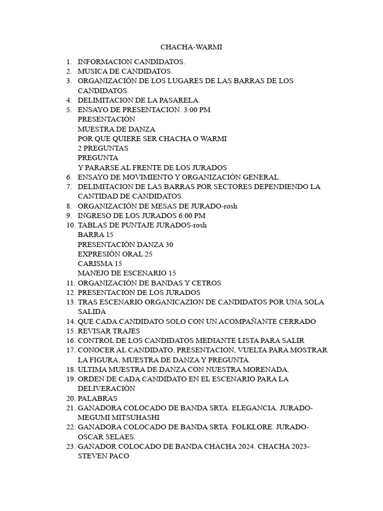 Programa Del Acto Chacha Warmi | PDF