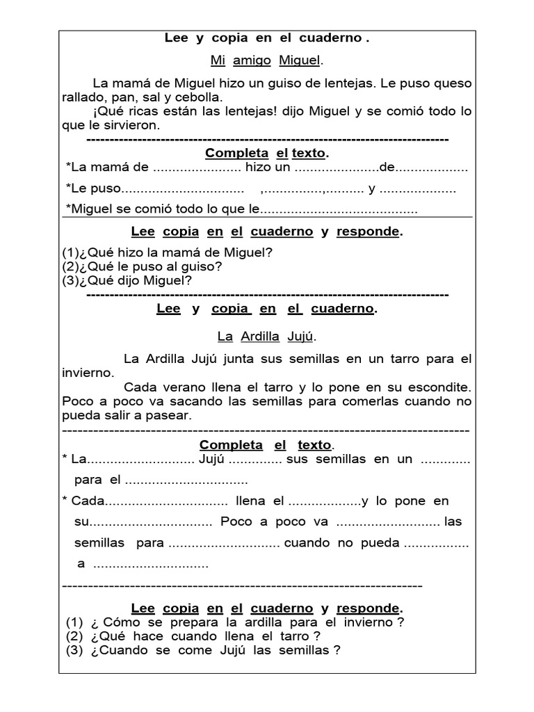 Actividades De Lectura Y Comprensión Infantil Pdf