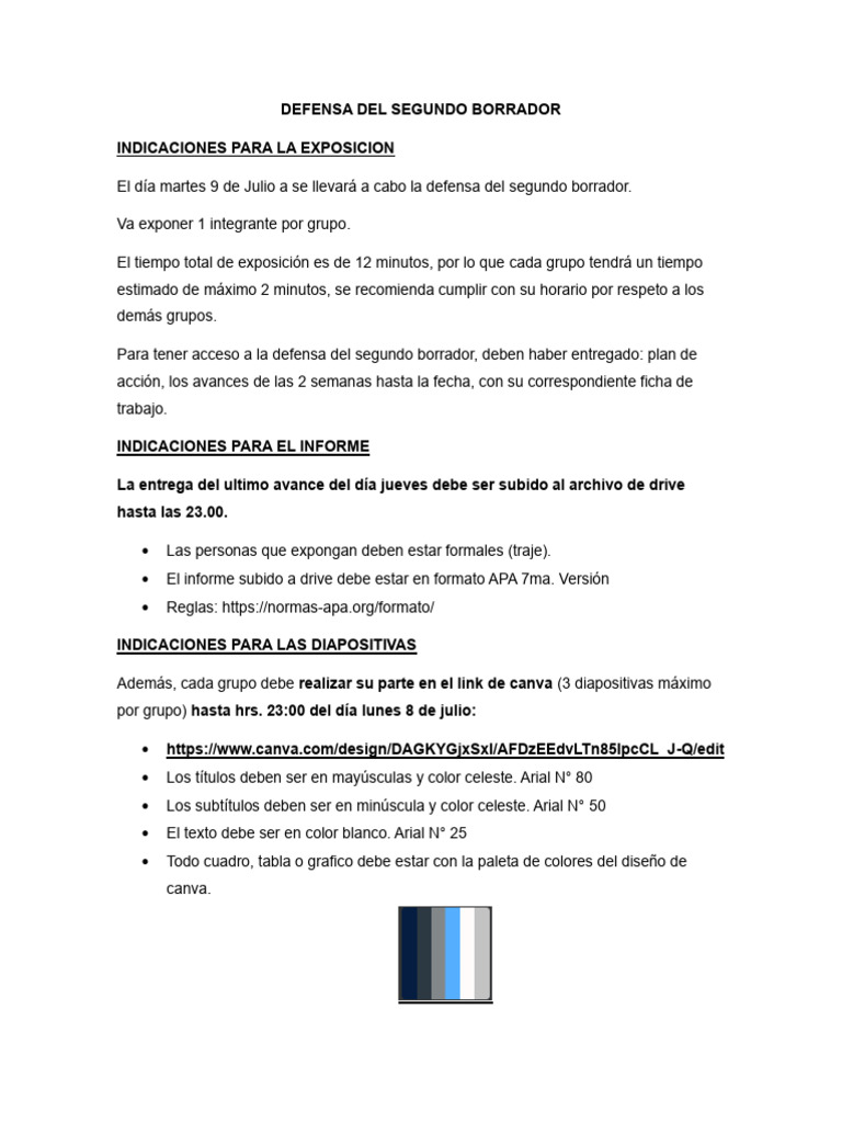 Indicaciones de La Defensa Del 2do Borrador | PDF