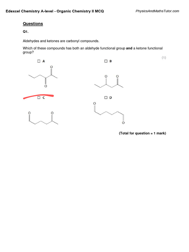 Organic Chemistry II MCQ | PDF | Aldehyde | Ketone