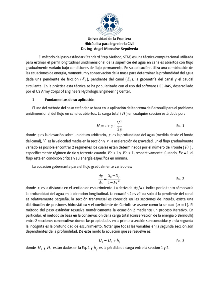 Método del Paso Estándar en Canales | PDF | Ecuaciones | Algoritmos