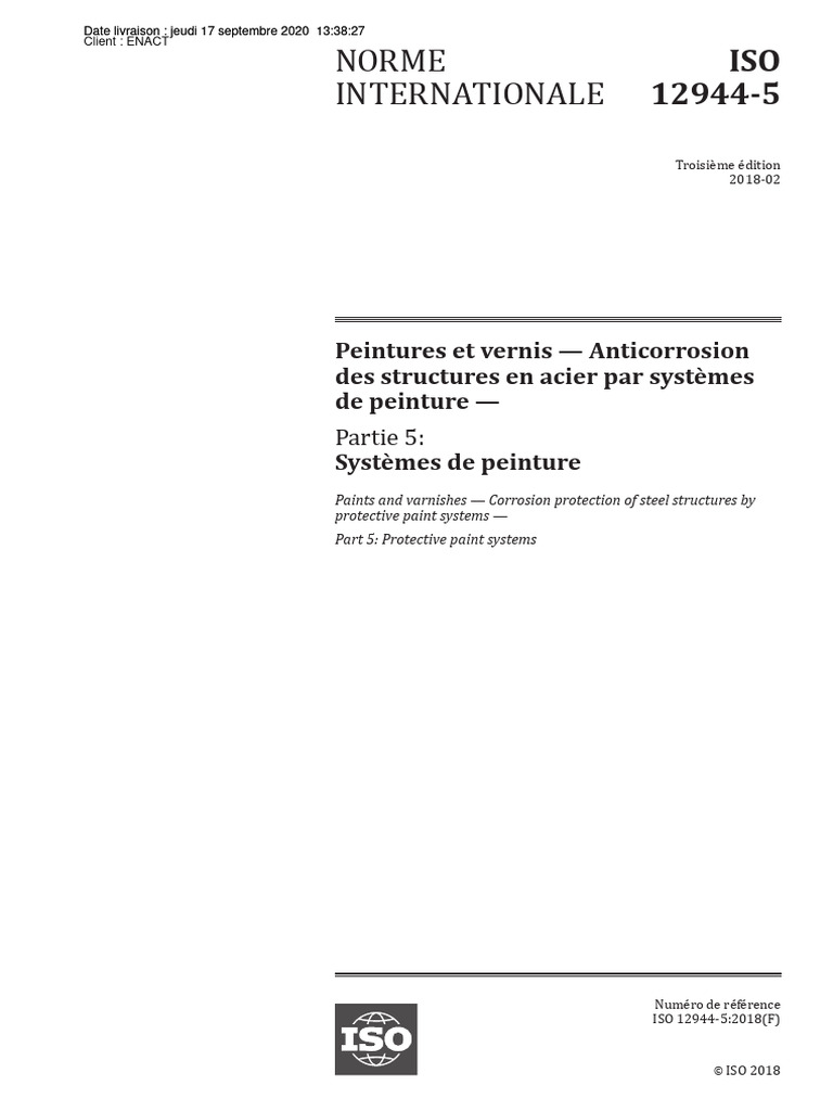 Systèmes de peinture ISO 12944-5:2018 | PDF | Époxy | Peinture