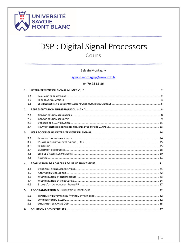 Traitement du Signal Numérique DSP | PDF | Échantillonnage (signal ...