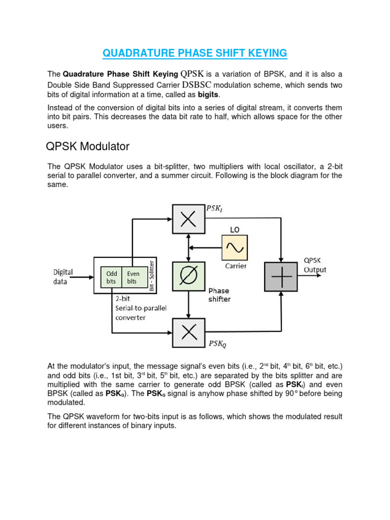 QPSK Modulation for Engineers | PDF