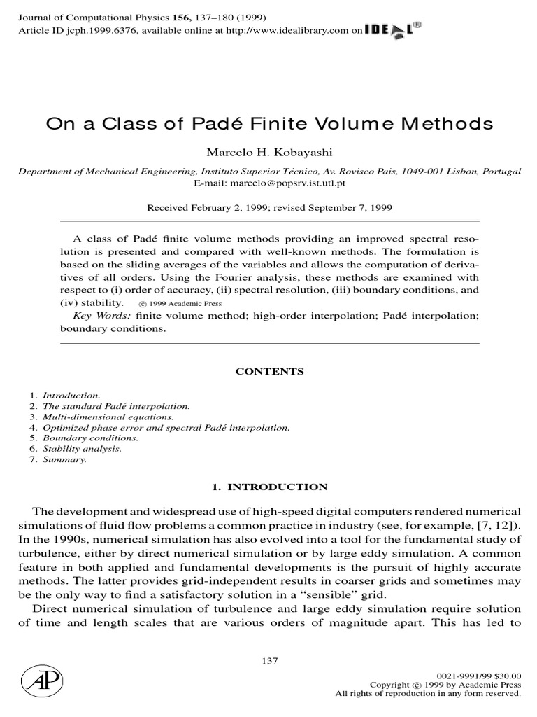 On A Class of Pad e Finite Volume Methods | PDF | Finite Element Method | Discrete Mathematics