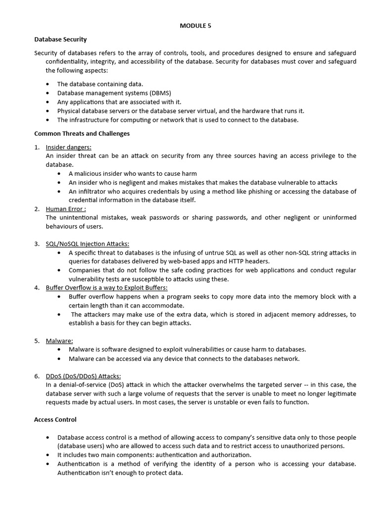 Dbms Notes | PDF | Computer Access Control | Databases