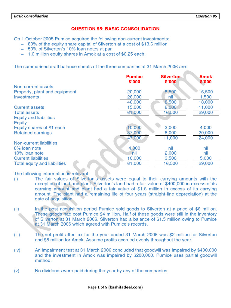 Consolidation Q95 | PDF | Consolidation (Business) | Equity (Finance)