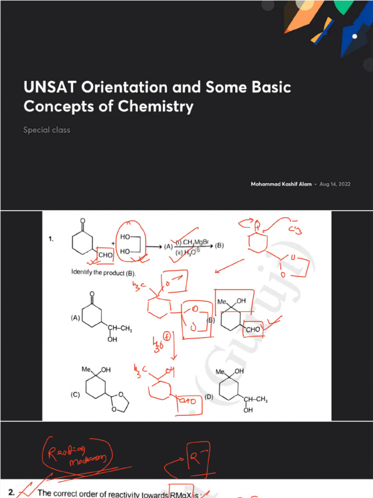 UNSAT Orientation and Some Basic Concepts of Chemistry With Anno | PDF