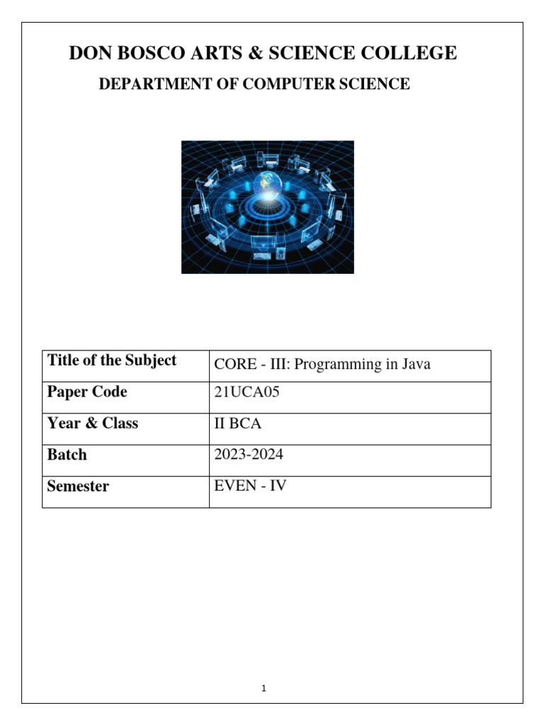 Ii Bca Java | PDF | Object Oriented Programming | Java (Programming Language)