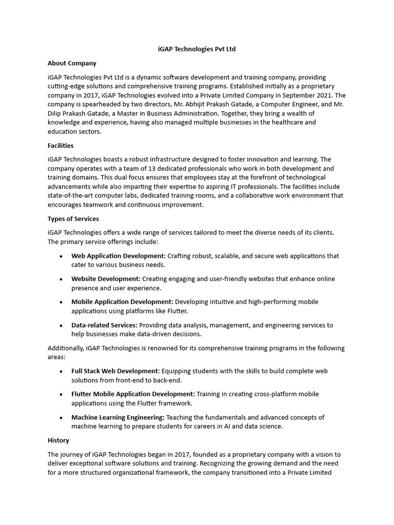 Report Data For iGAP Technologies | PDF | Web Development | Computer ...