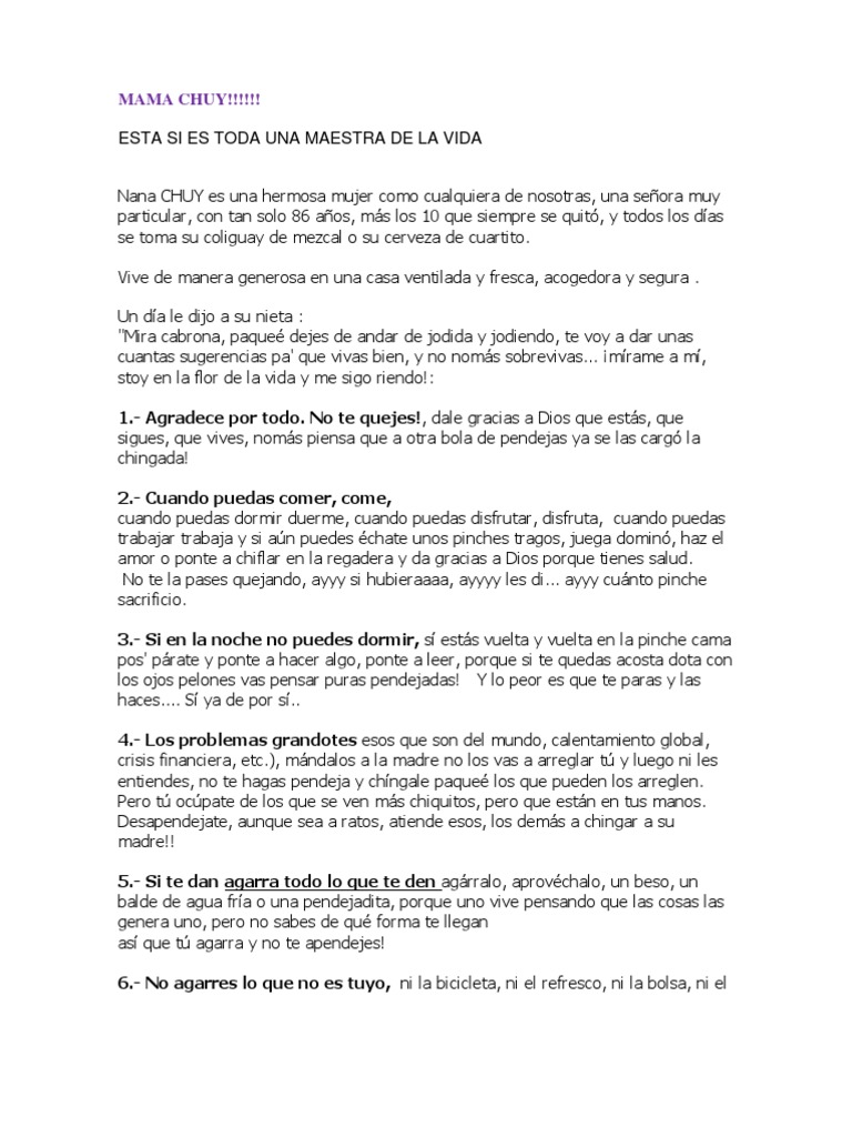 Consejos de Vida de Nana Chuy | PDF | Ocio