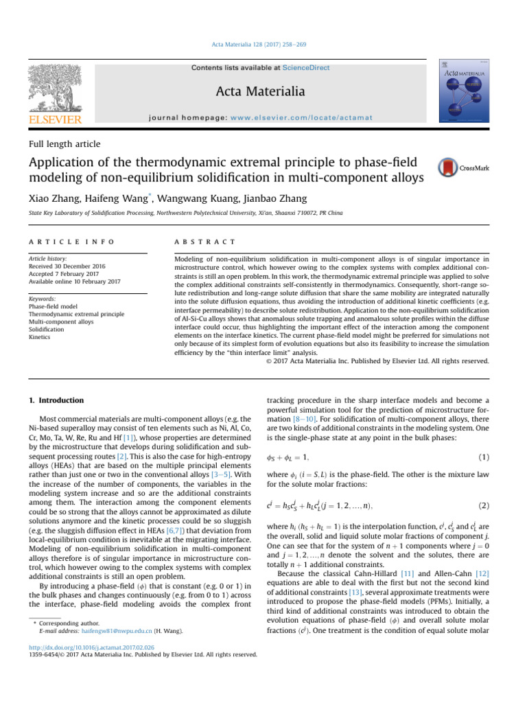 Application of The Thermodynamic Extremal Principle To Phase-Field Modeling of Non-Equilibrium ...