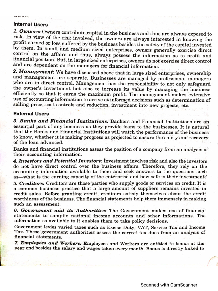 Users of Accounting | PDF