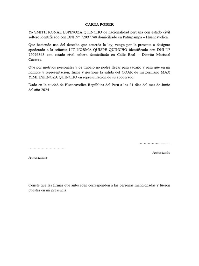 Carta Poder Del Gil | PDF