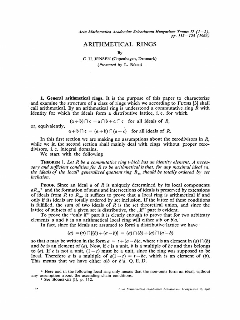 Arithmetical Rings | PDF | Ring (Mathematics) | Algebraic Structures