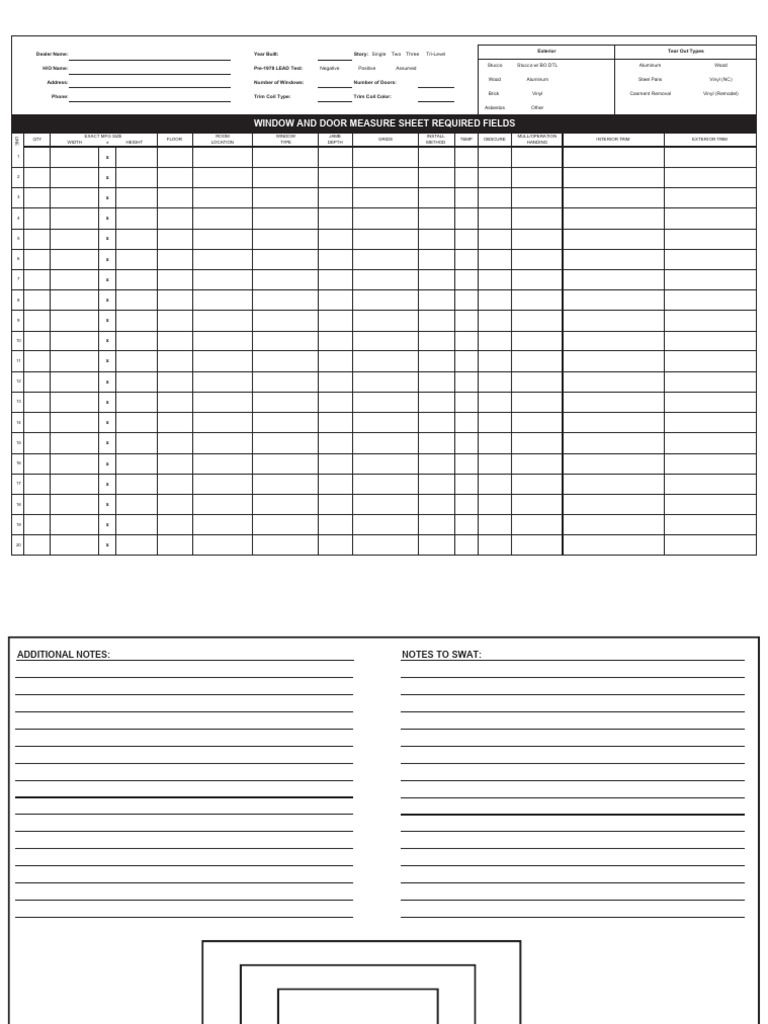 Electronic Window and Door Measure Sheet | PDF | Door | Car
