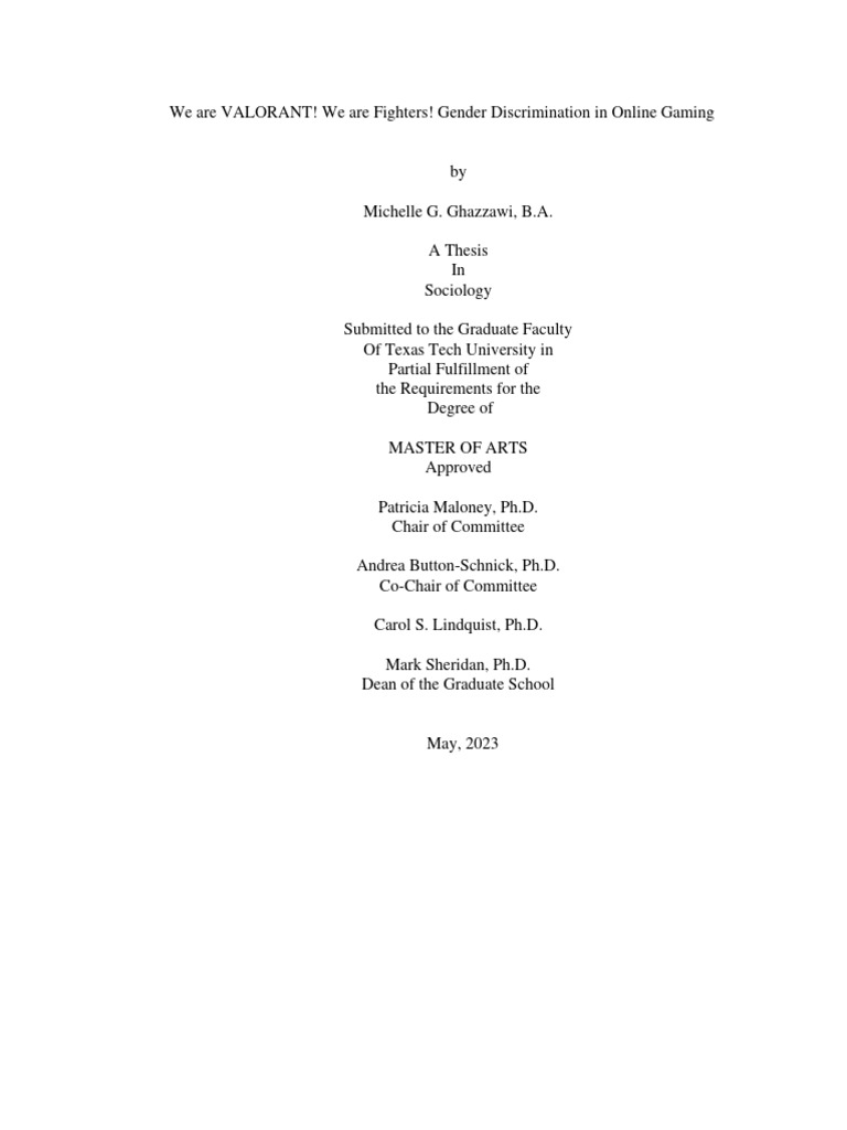 Ghazzawi Thesis 2023 | PDF | Video Games | Discrimination