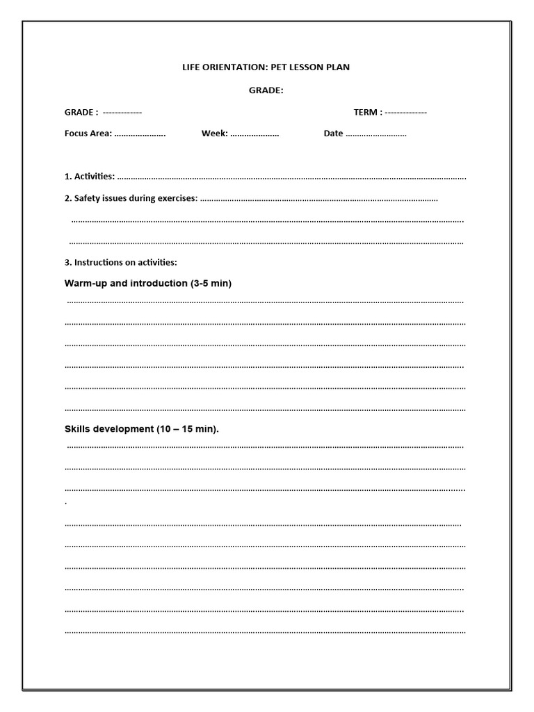 PET Lesson Plan Overview | PDF | Learning | Behavior Modification