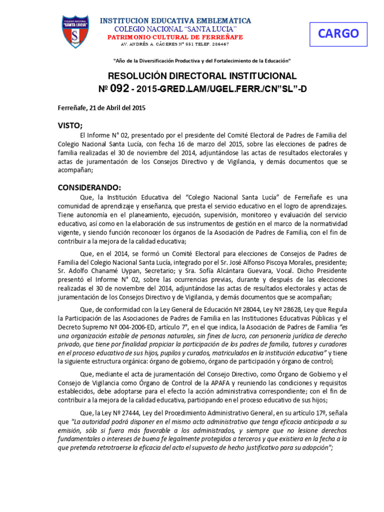 R.D. de Reconocimiento de Apafa | PDF | Adopción | Justicia