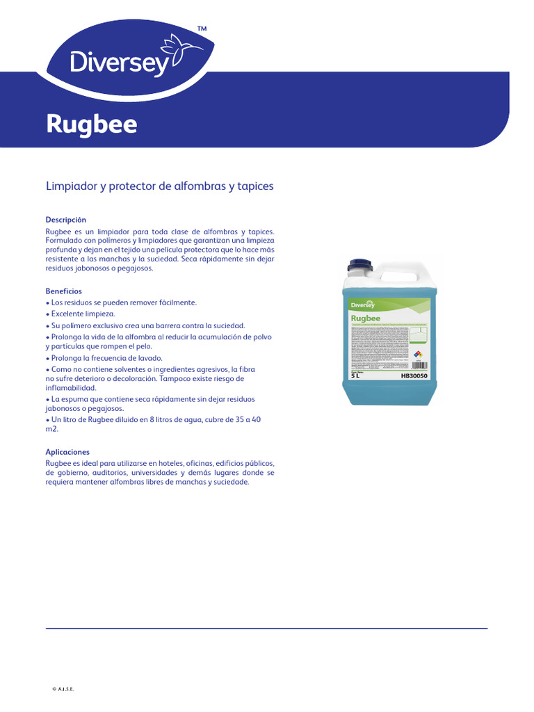Johnson Profesional Diversey Ficha Tecnica Rugbee | PDF | Mueble