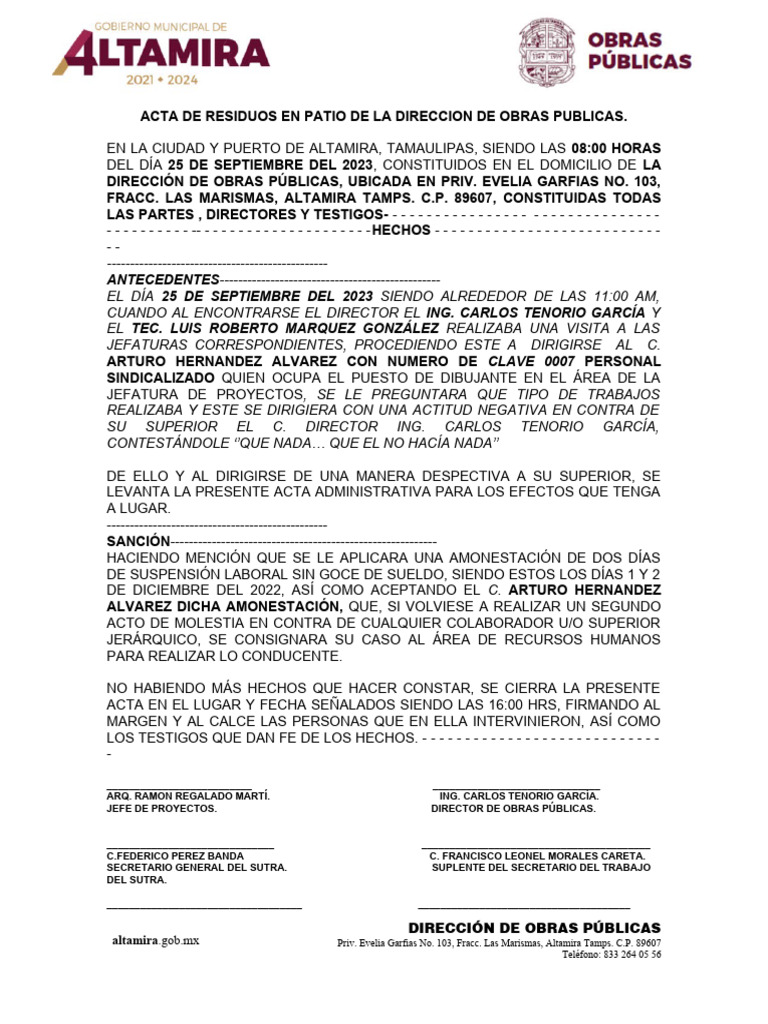 Ejemplo de Acta | PDF | Gobierno