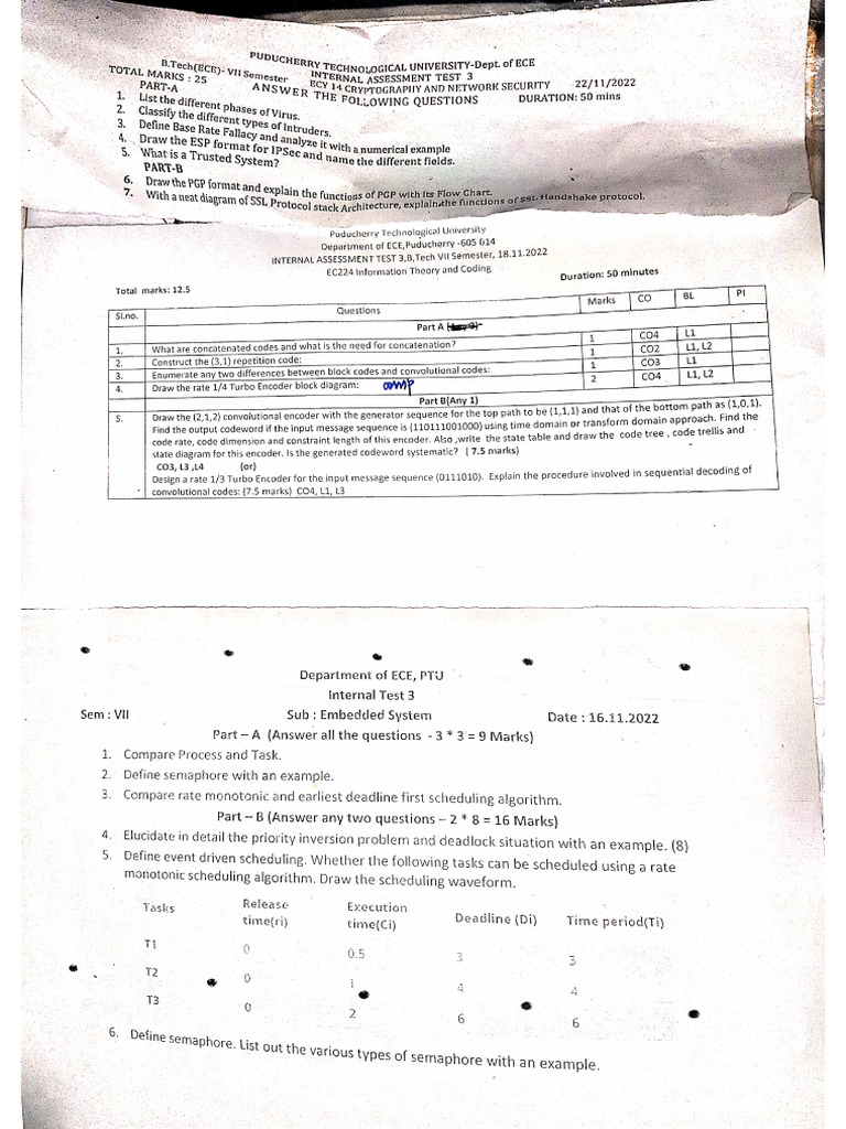 7th Sem Internal Test QPs | PDF