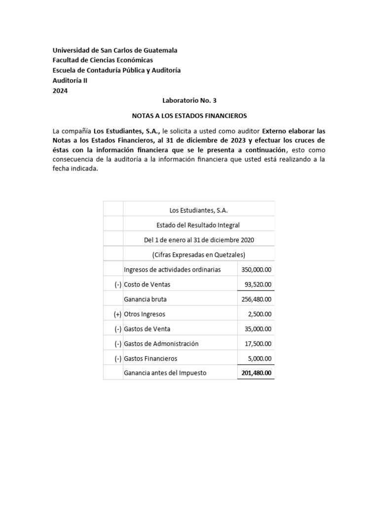 Borrador Lab 3 Auditoria | PDF | Préstamos | Auditoría