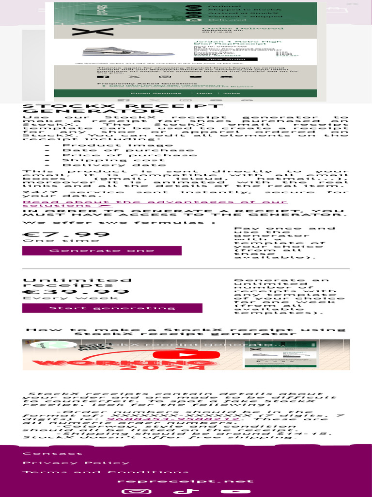 StockX Receipt Generator | PDF