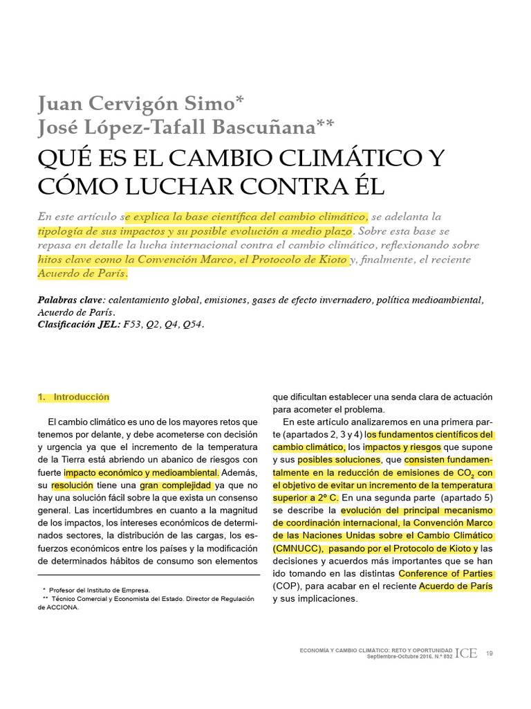Cambio Climático: Ciencia y Soluciones | PDF | Gases de efecto ...