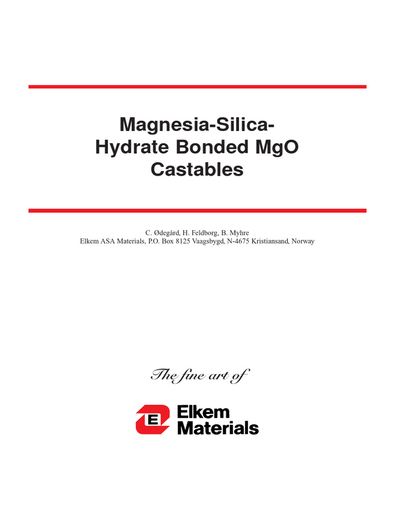 Magnesia-Silica-hidrate Bonded Mgo Castables | PDF | Refractory | Silicon Dioxide