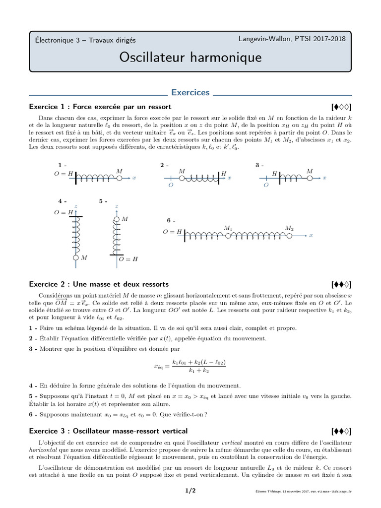 TD E3 Osc-Harmonique | PDF | Mode normal | Atomes