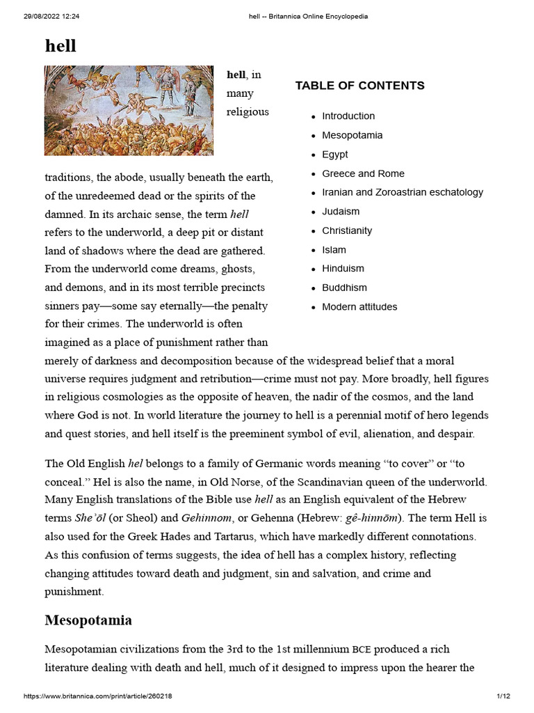 Cosmos - Hell - Britannica Online Encyclopedia | PDF | Hell | Hades