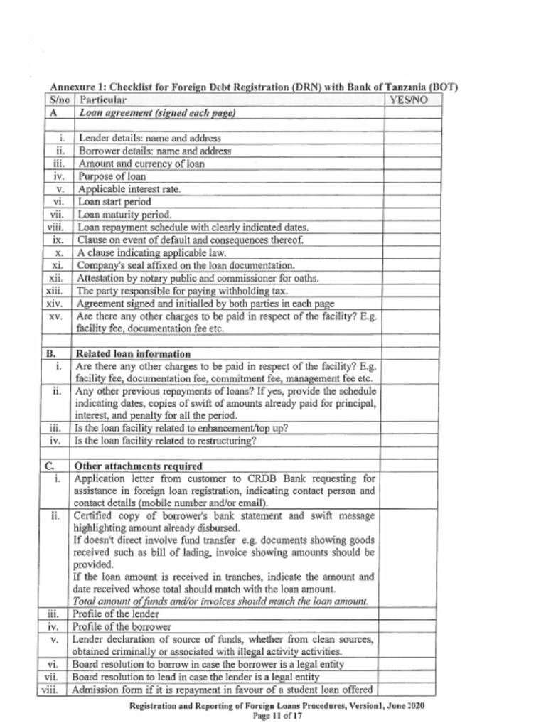 FOREIGN DEBT REGISTRATION CHECKLIST (UPDATED) | PDF FOREIGN DEBT REGISTRATION CHECKLIST (UPDATED) | PDF