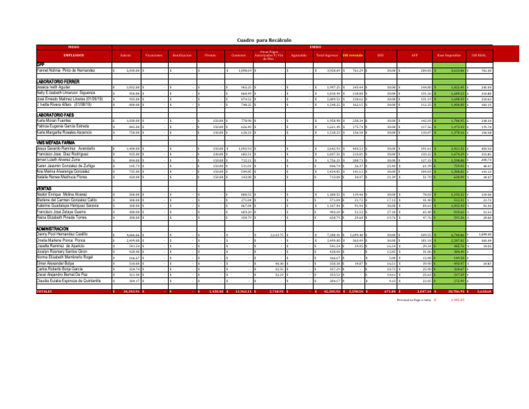 Recalculo Junio 2020 | PDF