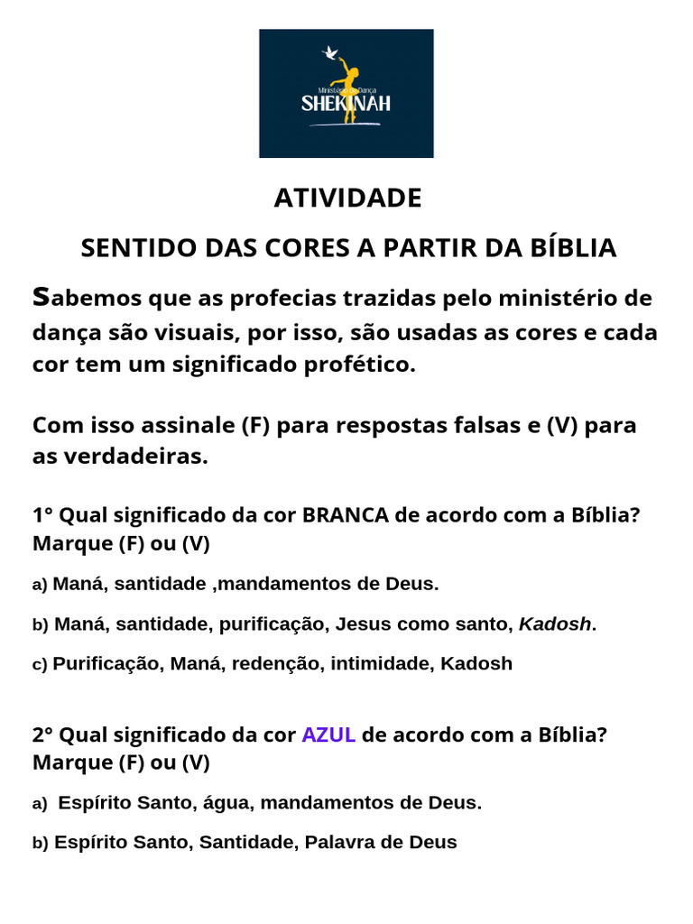 Sentido Das Cores A Partir Da Bíblia | PDF | Bíblia | Pecado