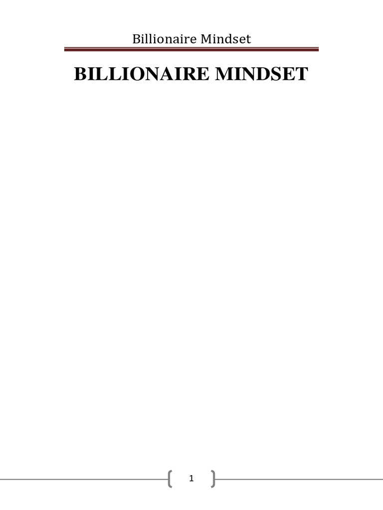 Ready To Print Billionaire Mindset | PDF | Thought | Mindset
