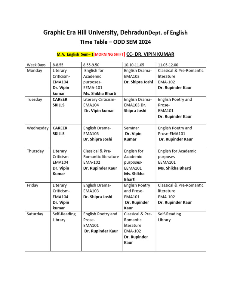 2024 Final Timetable July To Dec | PDF | Writing | Liberal Arts Education
